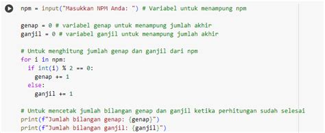 Uts Python Semester 1 Deteksi Bilangan Ganjil Dan Genap Pada Npm Serta