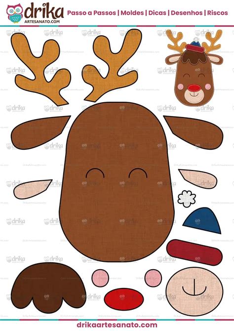 Molde De Rena De Natal Para Imprimir Em Tamanho Real Em PDF