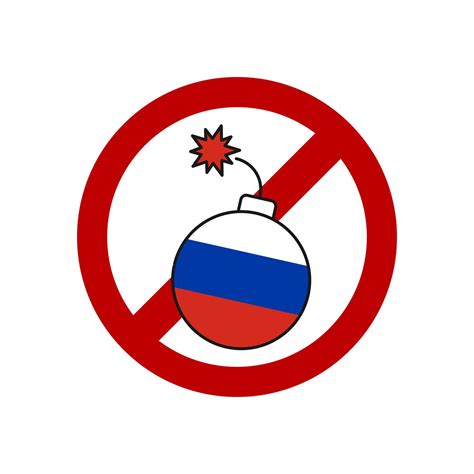Stop Russian Aggressors Red Forbidding Sign With Bomb 6306138 Vector