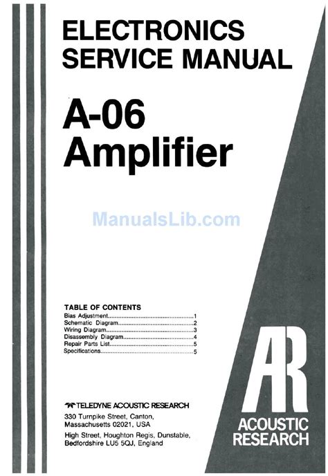 Acoustic Research A 06 Service Manual Pdf Download Manualslib