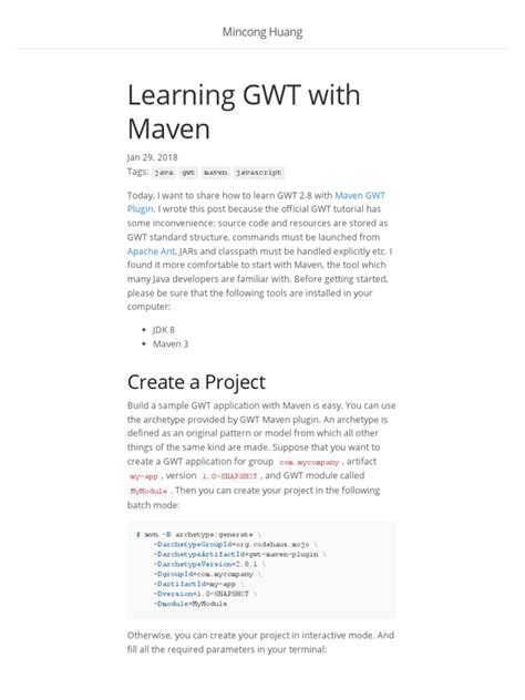 Learning Gwt With Maven Pdf Web Application Java Programming Language