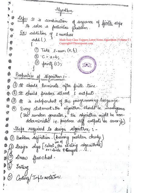 3 Algo V1 Made Easy Class Latest Notes Pdf