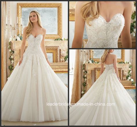 China Sweetheart Bridal Ball Gowns Lace Corset Tulle Wedding Dress 2017