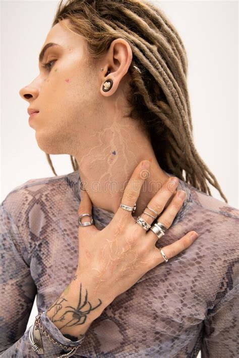 Side View Of Young Tattooed Stock Image Image Of Nonbinary Lgbt