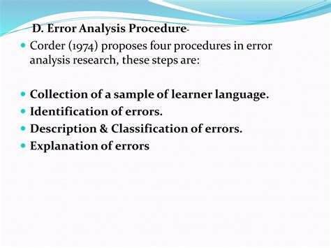 Second Language Acquisition Error Analysis Pptx