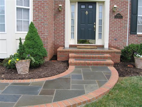 Brick And Flagstone Front Entrance Landing And Walkway Patio