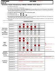 CSE340S20 Exam1 Solution Pdf FIRST NAME ASU ID CSE340 LAST NAME Version 1 Arizona State
