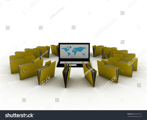 3d rendering folder connected computer network stock illustration 620077721 shutterstock
