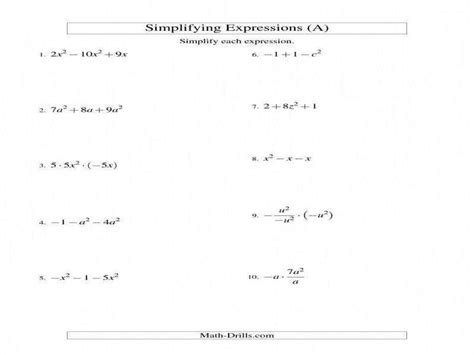 Simplifying Algebraic Expressions With E Variable And Three On
