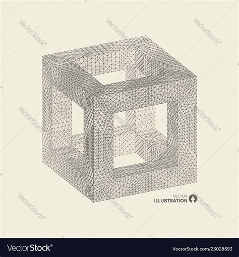 Cube Connection Structure 3d Grid Design Vector Image