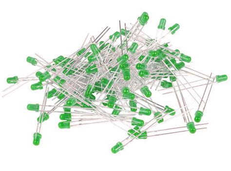 Green 3mm Diffuse LED 50 Pieces Opencircuit