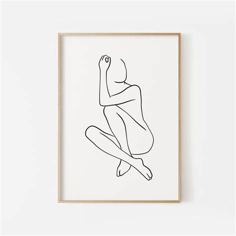 Line Drawing Printable Line Art Female Body Female Pose Sketch