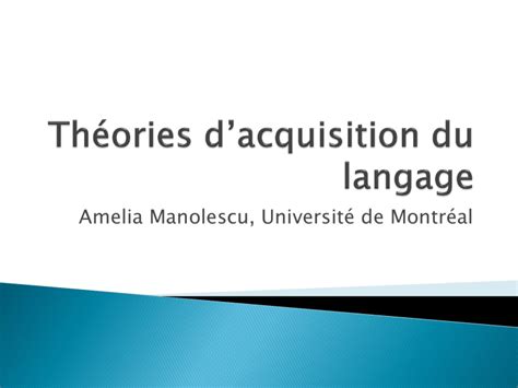 Theories Dacquisition Du Langage