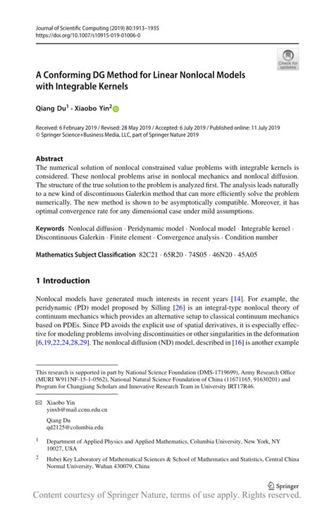 A Conforming Dg Method For Linear Nonlocal Models With Integrable Kernels