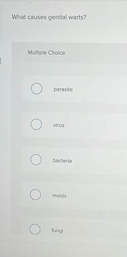 Solved What Causes Genital Warts Multiple Choice Parasite Virus
