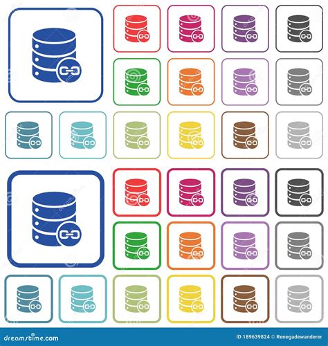 Joined Database Tables Outlined Flat Color Icons Stock Vector