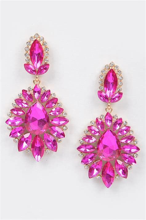 Ada Rhinestone Earrings Pink Emprada