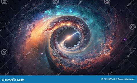 Distant Neon Galaxy In Space Stars Nebulas And Dark Matter Stock