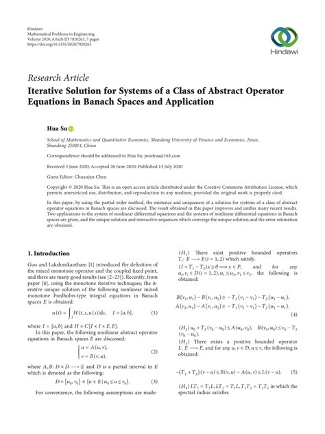Pdf Iterative Solution For Systems Of A Class Of Abstract Operator