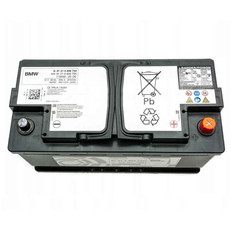 Original Bmw 61216806755 Car Battery 92ah 12v 850a Agm Leak Proof