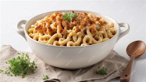 Premium Photo Creamy Baked Macaroni And Cheese In A Clean Background