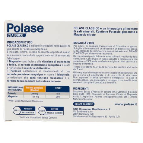 Polase Classico Integratore Alimentare Magnesio E Potassio Sali