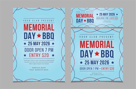 Premium Vector Set Of Bbq Invitation For Memorial Day Memorial Day