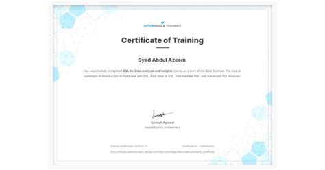 Syed Azeem On Linkedin Successfully Completed The Sql For Data