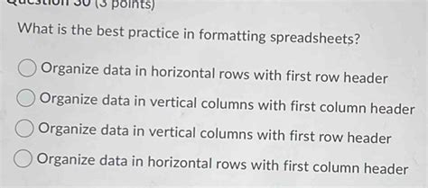 Solved Destion Points What Is The Best Practice In Formatting