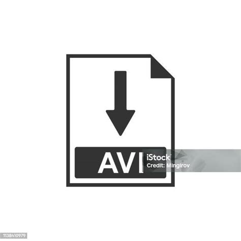 Avi 파일 문서 아이콘입니다 고립 된 Avi 버튼 아이콘을 다운로드 합니다 평면 디자인입니다 벡터 일러스트 그래픽 사용자 인터페이스에 대한 스톡 벡터 아트 및 기타 이미지