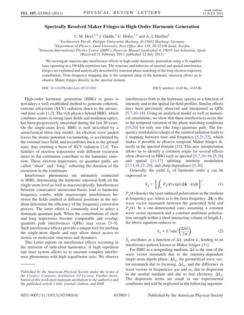 Pdf Spectrally Resolved Maker Fringes In High Order Harmonic Generation
