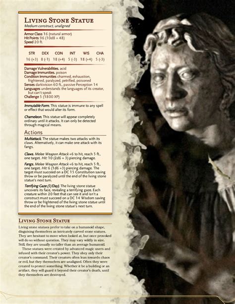 Living Stone Statue Dnd Monsters Dnd Dragons Dnd Races
