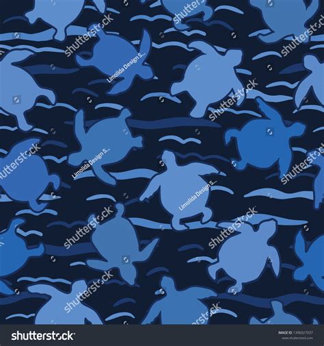 Top View Swimming Sea Turtles Pattern Stock Vector Royalty Free