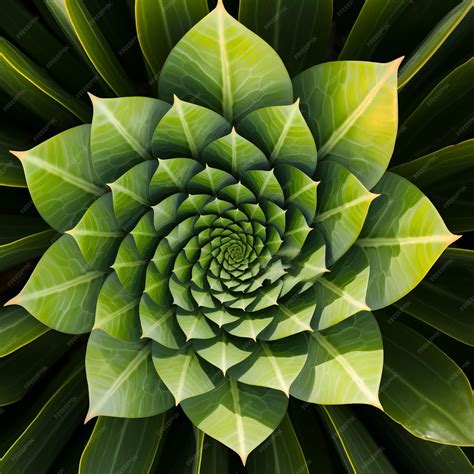 Illustration Of Image Of Plant Flowering Leaves Showing Fibonacci Premium Ai Generated Image