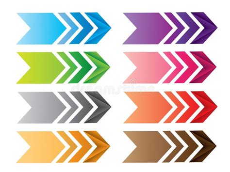 A Set Of Colorful Cool Arrow Pointers For Direction Stock Vector