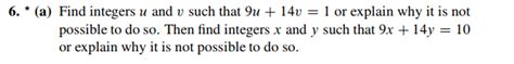 Solved 6 A Find Integers U And V Such That 9u 14v Or