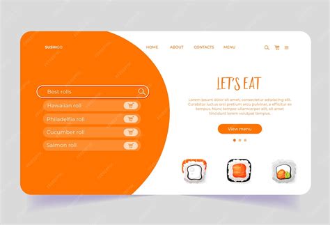 Premium Vector Homepage Template With Searching Window For Rolls Menu