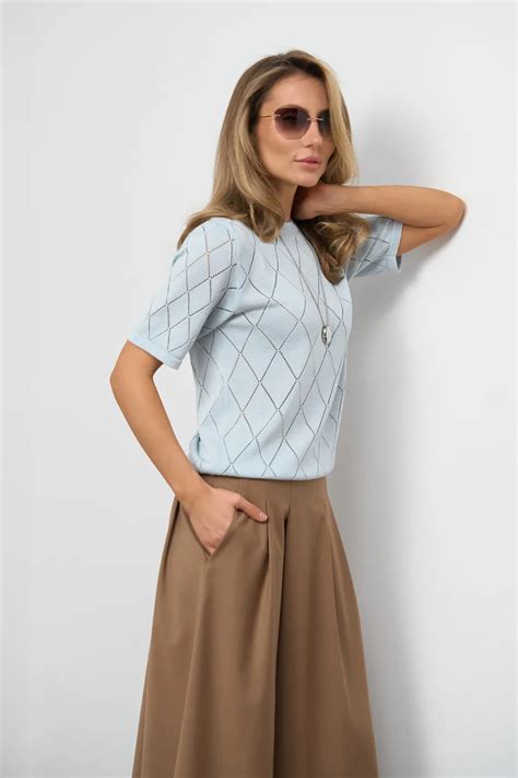 Футболка жіноча з ажурним візерунком ромби літня 2870bl Купити в Sunwin