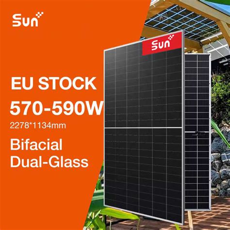 Sunplus 550w And 580w N Type Bifacial Solar Panel Monocrystalline Silicon With Double Glass For