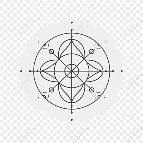 중앙에 생명의 원이 있는 꽃무늬 추상 기하학적 기호 벡터신성한굵은 선 Png 일러스트 무료 다운로드 Lovepik