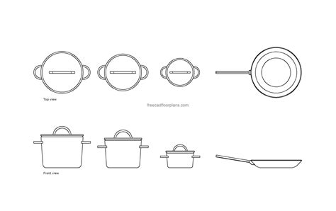 Kitchen Pots Free Cad Drawings