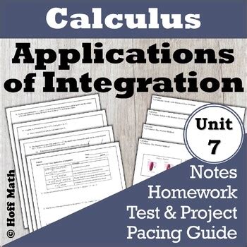 Calculus Applications Of Integration Unit Calculus Notes And Homework