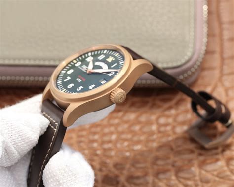Xf Factory Replica Iwc Pilot Utc Spitfire Mj271 Bronze Watch With Green