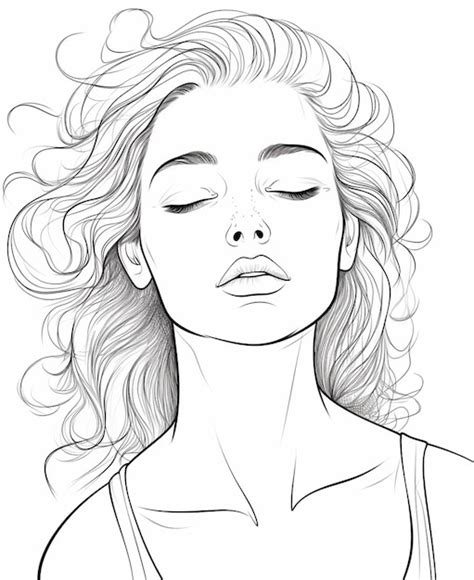 Premium Photo A Drawing Of A Woman With Her Eyes Closed And Her Eyes Closed Generative Ai