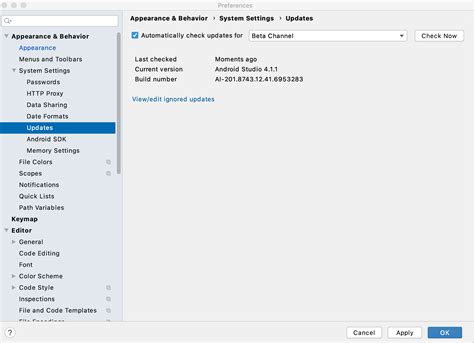 How To Check Updates Only In A Major Release Version In Android Studio