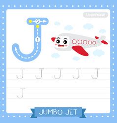 Letter J Uppercase Tracing Practice Worksheet Vector Image