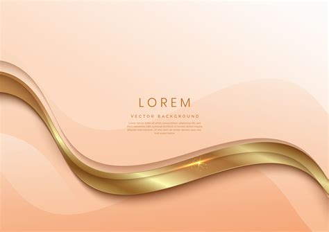 Abstract 3d Template Soft Pink Background With Gold Lines Curved Wavy