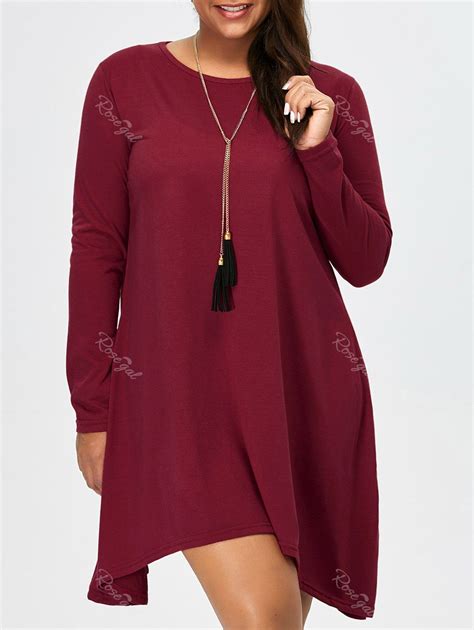 42 Off Asymmetric Plus Size Full Sleeve T Shirt Rosegal