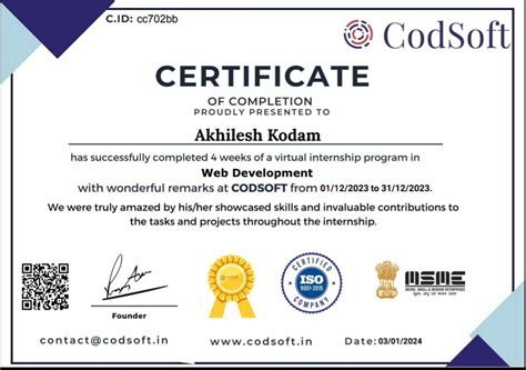 Akhilesh Kodam On Linkedin Webdevelopment Internshipcomplete