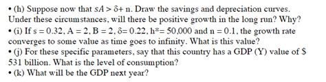 Solved Consider The Solow Swan Growth Model With A Savings